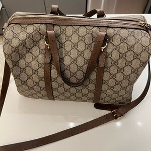 Gucci | Bags | Gucci Monogram Canvas And Leather Handbag | Poshmark